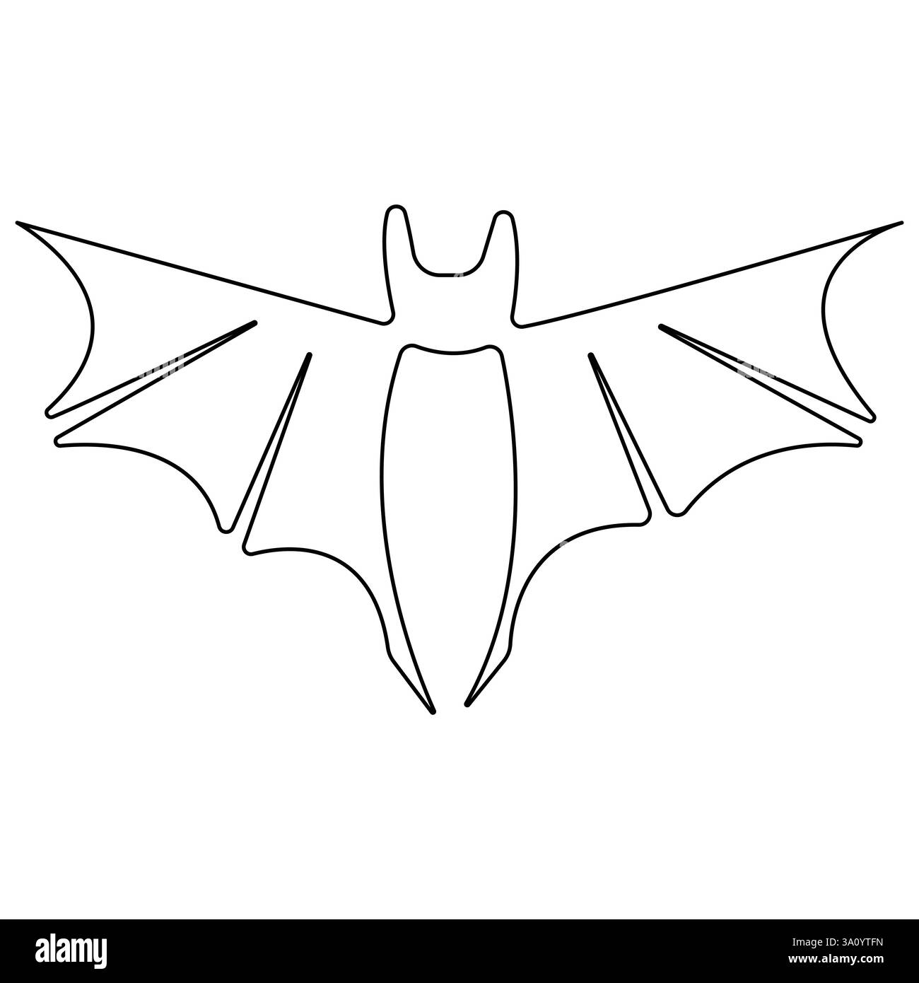 Continuous single line art drawing of cute flying bat for nature lover ...