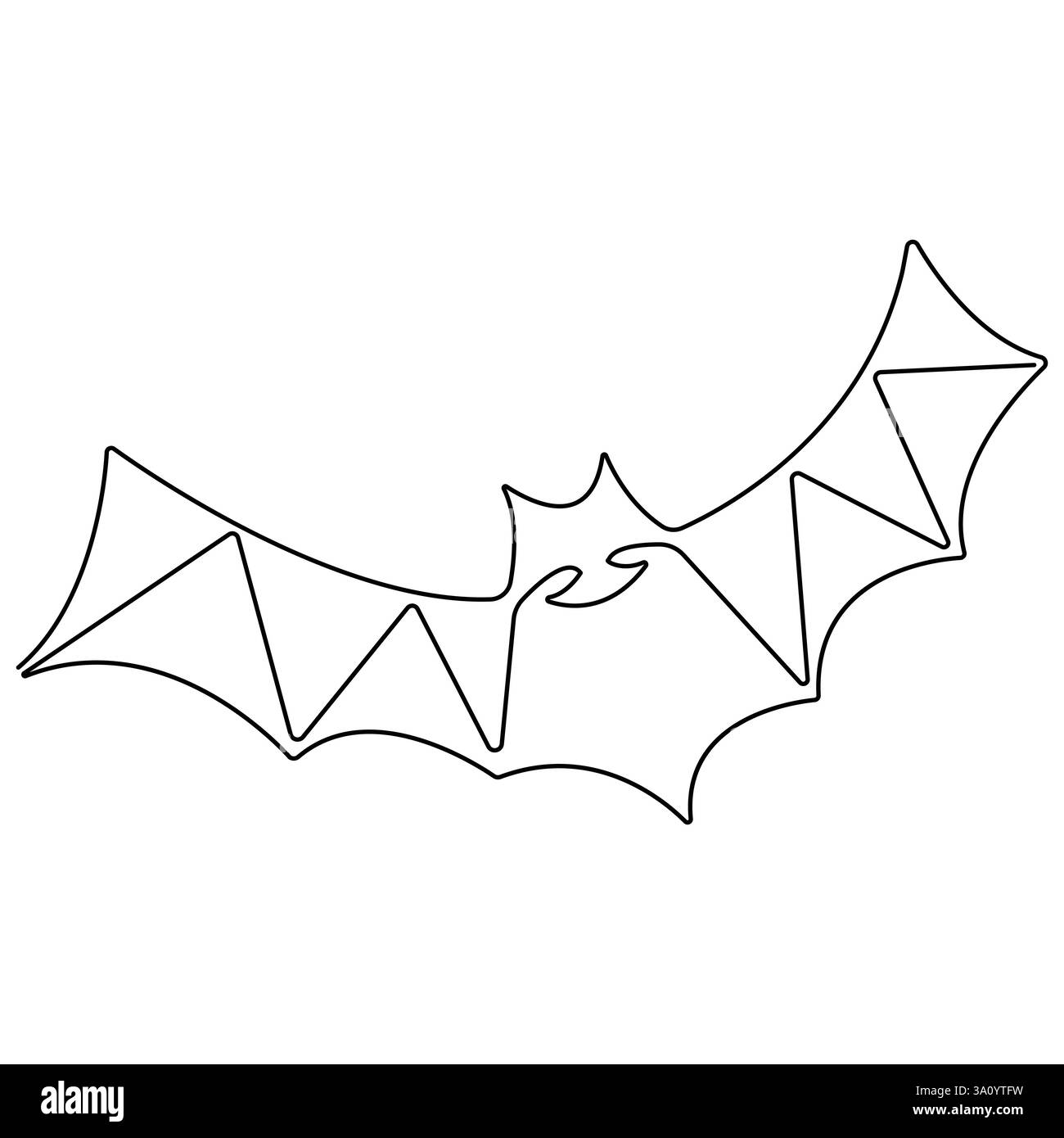 Continuous single line art drawing of cute flying bat for nature lover ...