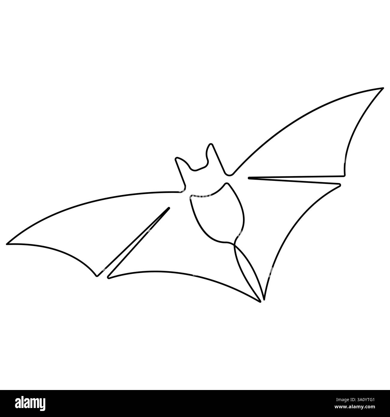 Continuous single line art drawing of cute flying bat for nature lover ...