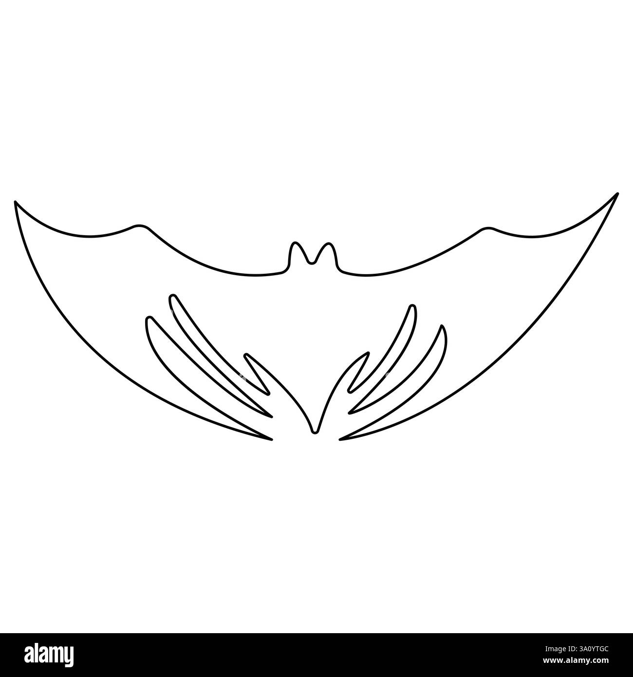 Continuous single line art drawing of cute flying bat for nature lover ...