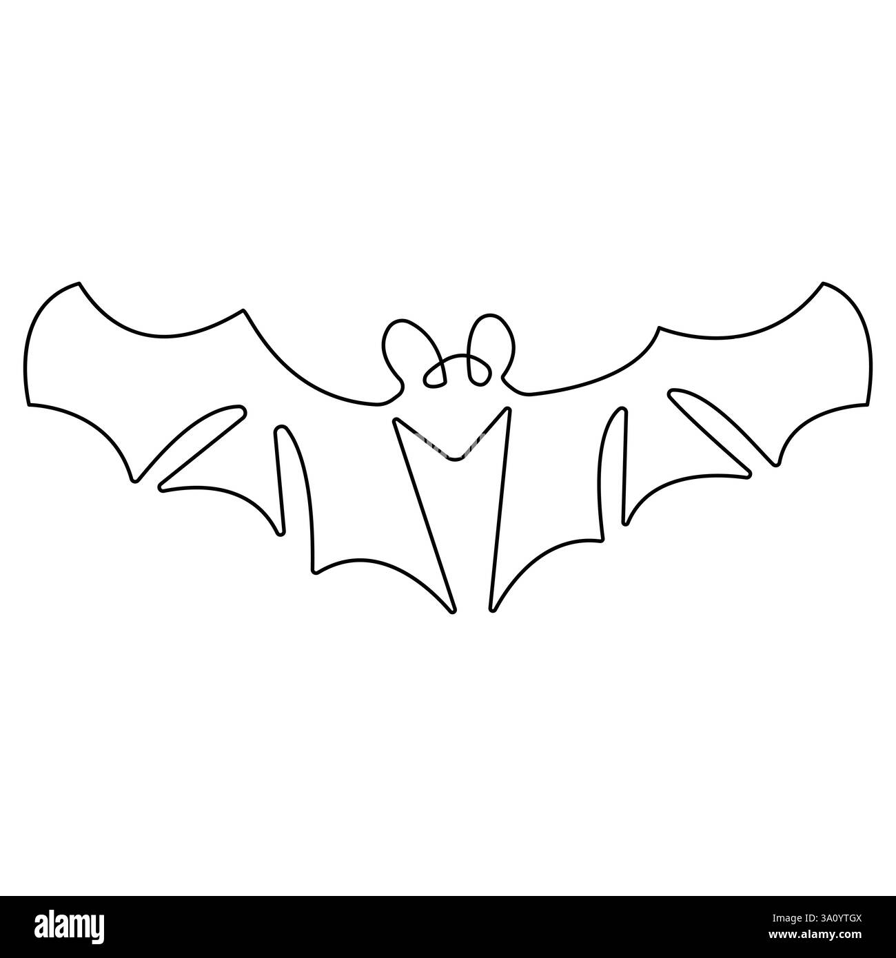 Continuous single line art drawing of cute flying bat for nature lover ...
