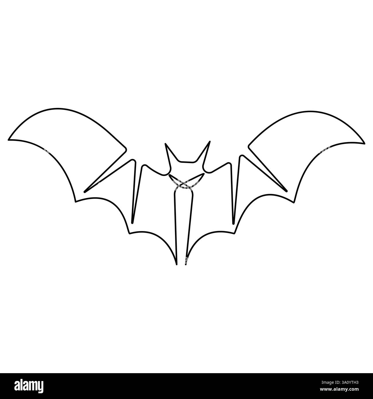 Continuous single line art drawing of cute flying bat for nature lover ...