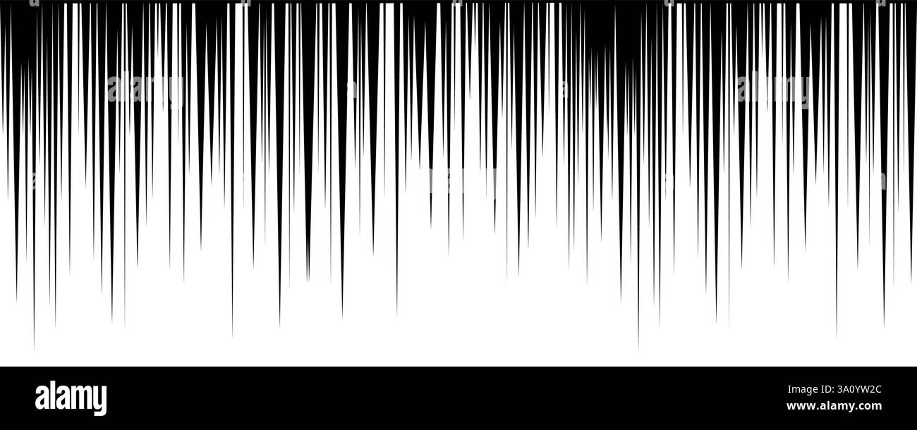 Abstract design featuring a series of vertical black spikes forming a ...