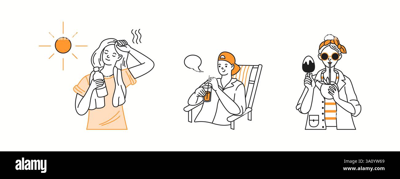 Enjoying summer drinks Stock Vector Images - Alamy