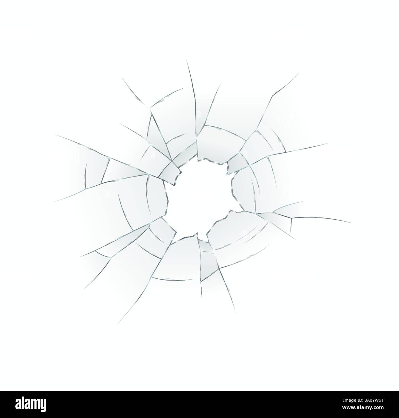 Illustration of a cracked surface with jagged radial fracture lines ...