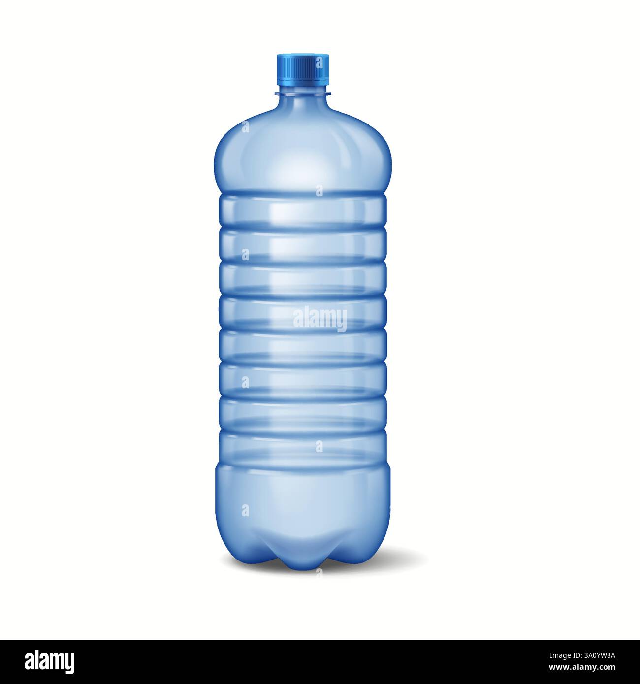 Illustration of a blue plastic bottle standing upright on a white ...