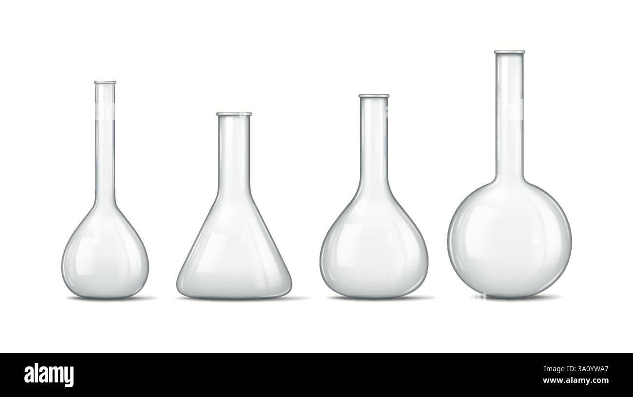 Illustration features four types of transparent laboratory glass ...