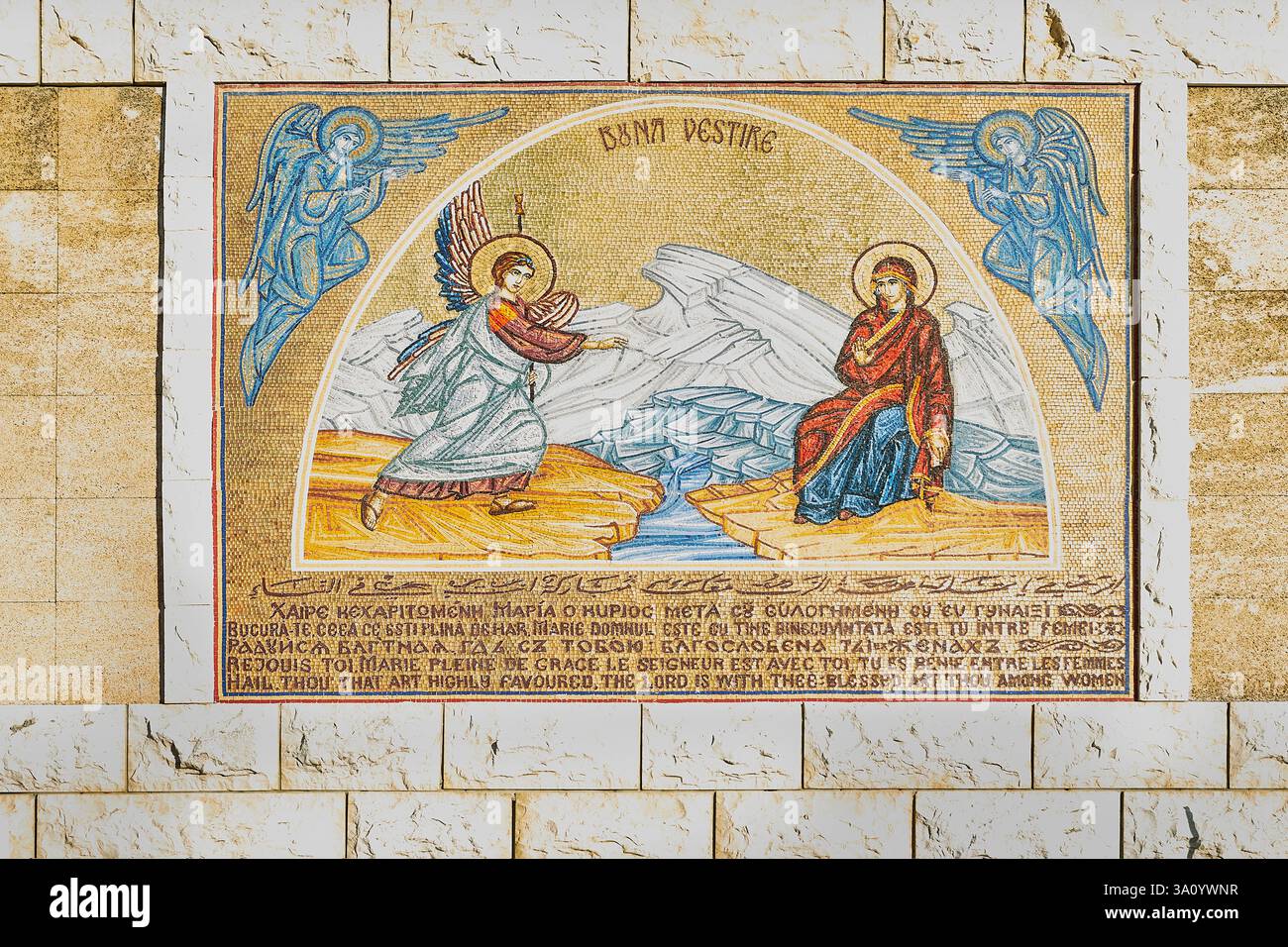A breathtaking mosaic of the Annunciation, featuring the Angel Gabriel ...