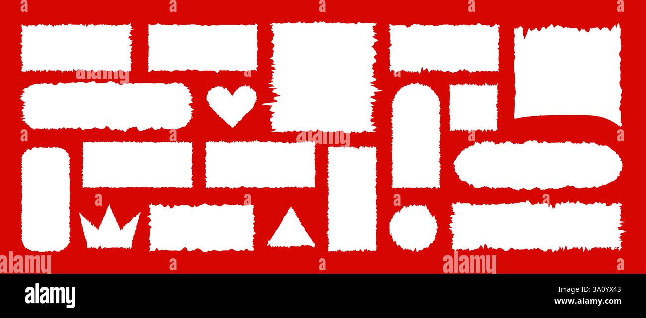 Jagged Rectangle collection. Tattered frame or text box with jagged ...