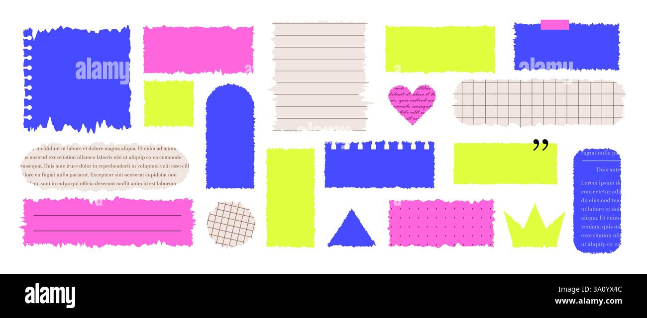 Jagged Rectangle shapes. Set of ripped paper different forms isolated ...