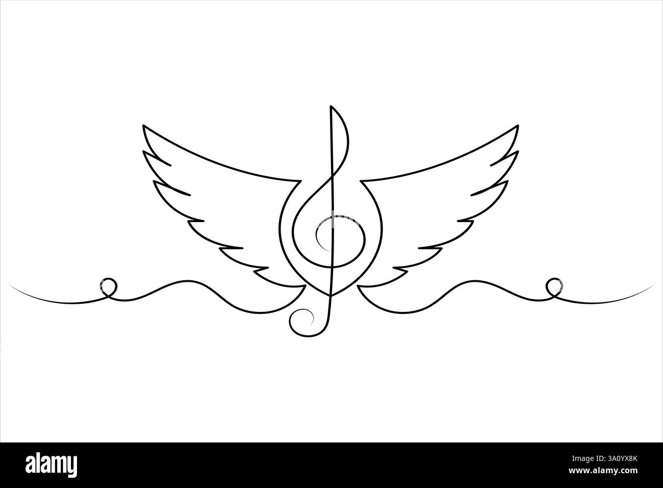 Music notes one line drawing and isolated continuous outline vector ...