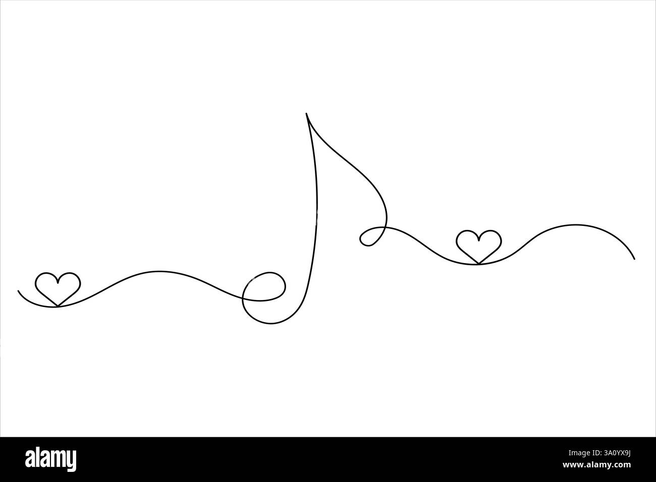 Music notes one line drawing and isolated continuous outline vector ...