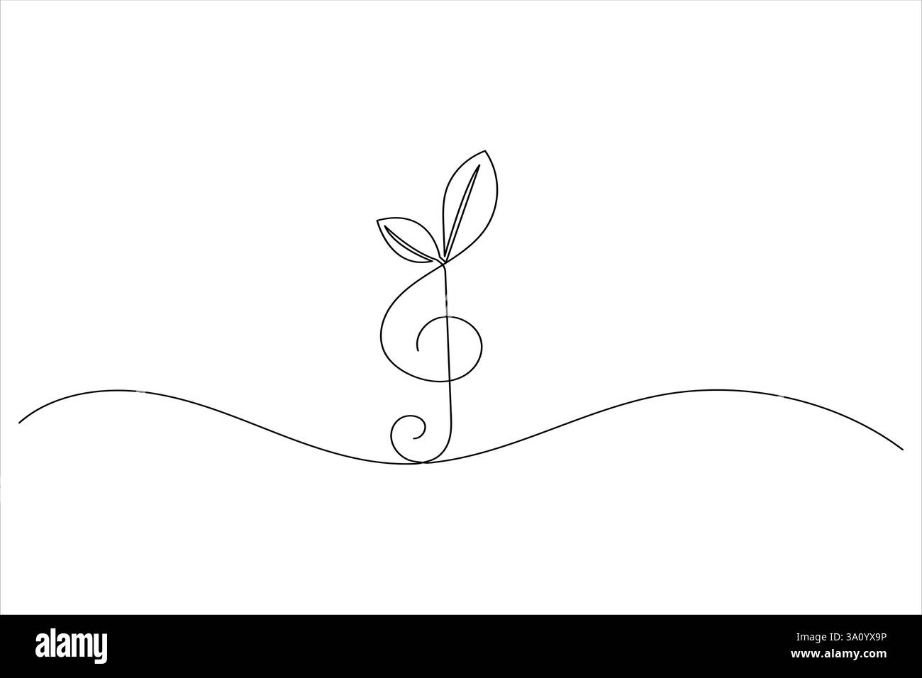 Music notes one line drawing and isolated continuous outline vector ...