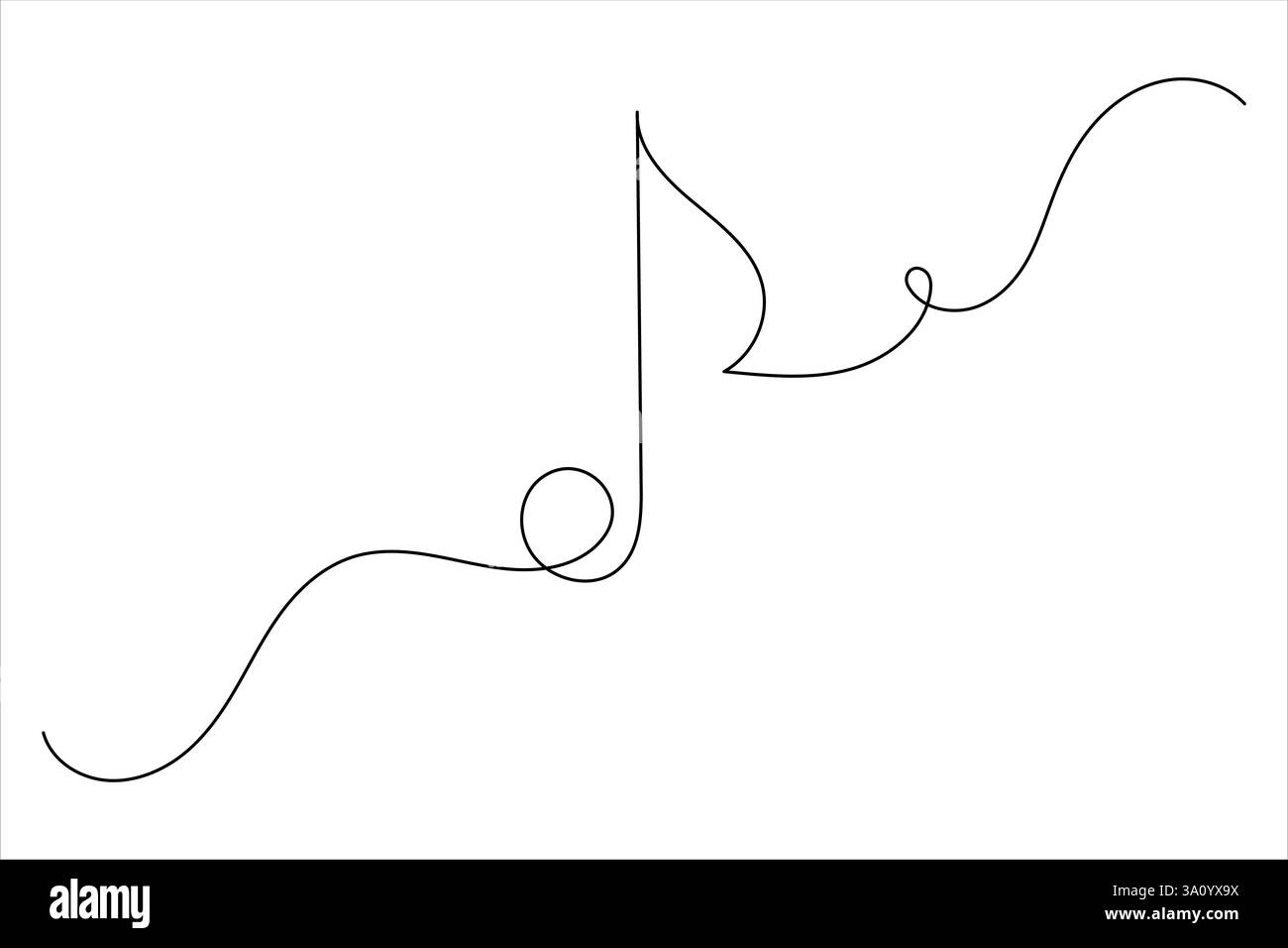 Music notes one line drawing and isolated continuous outline vector ...