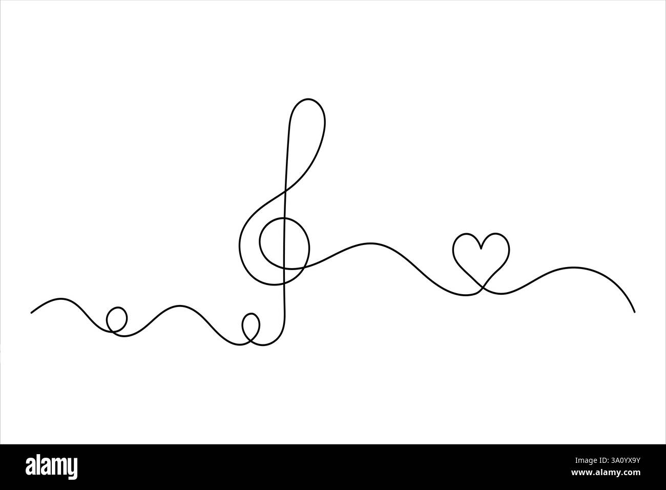 Music notes one line drawing and isolated continuous outline vector ...