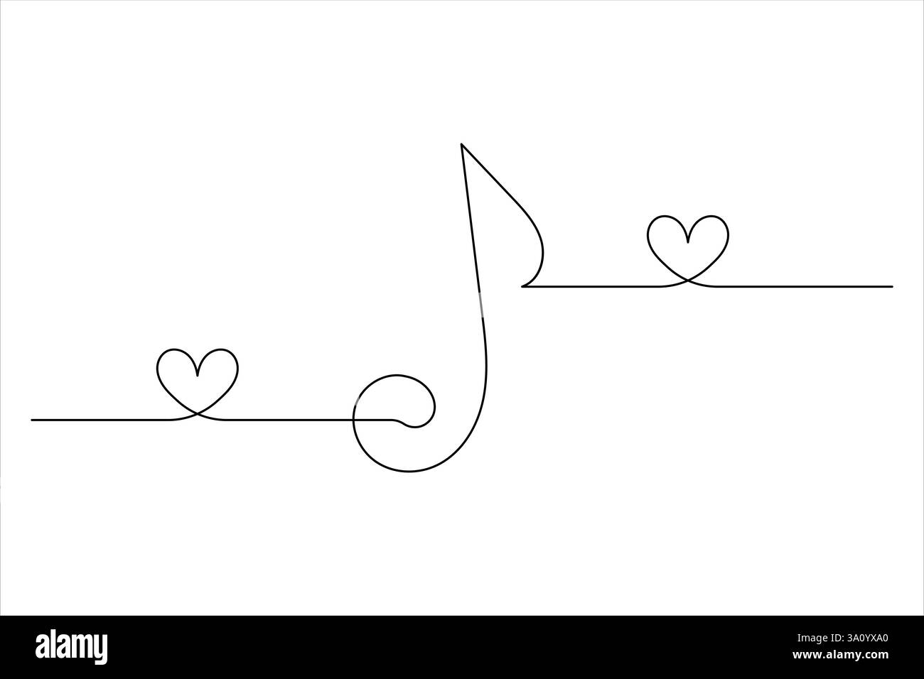 Music notes one line drawing and isolated continuous outline vector ...
