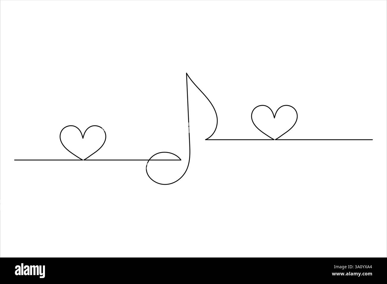 Music notes one line drawing and isolated continuous outline vector ...