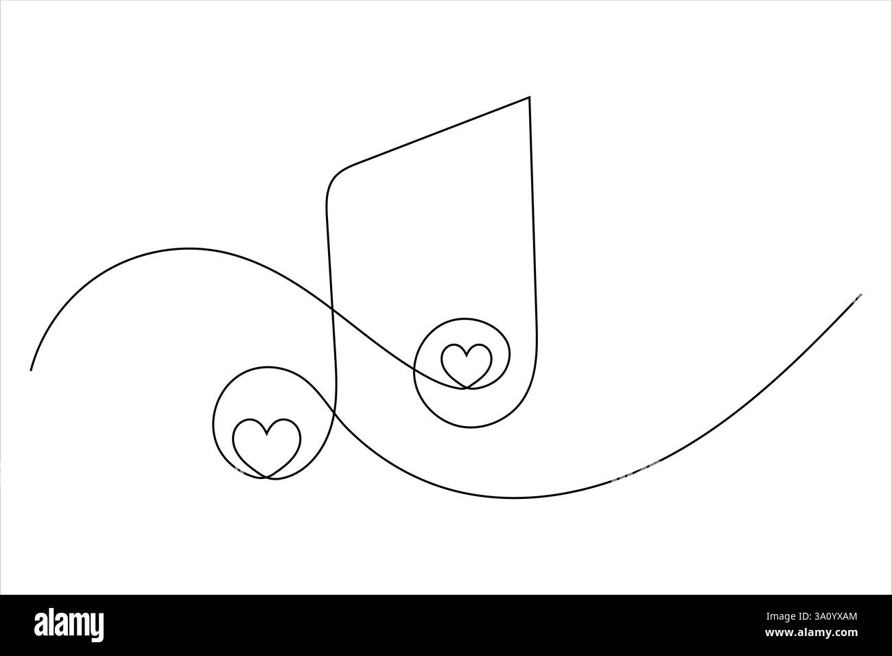 Music notes one line drawing and isolated continuous outline vector ...