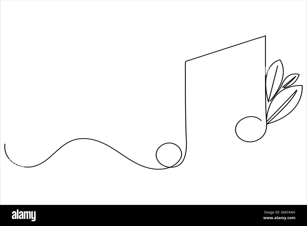 Music notes one line drawing and isolated continuous outline vector ...