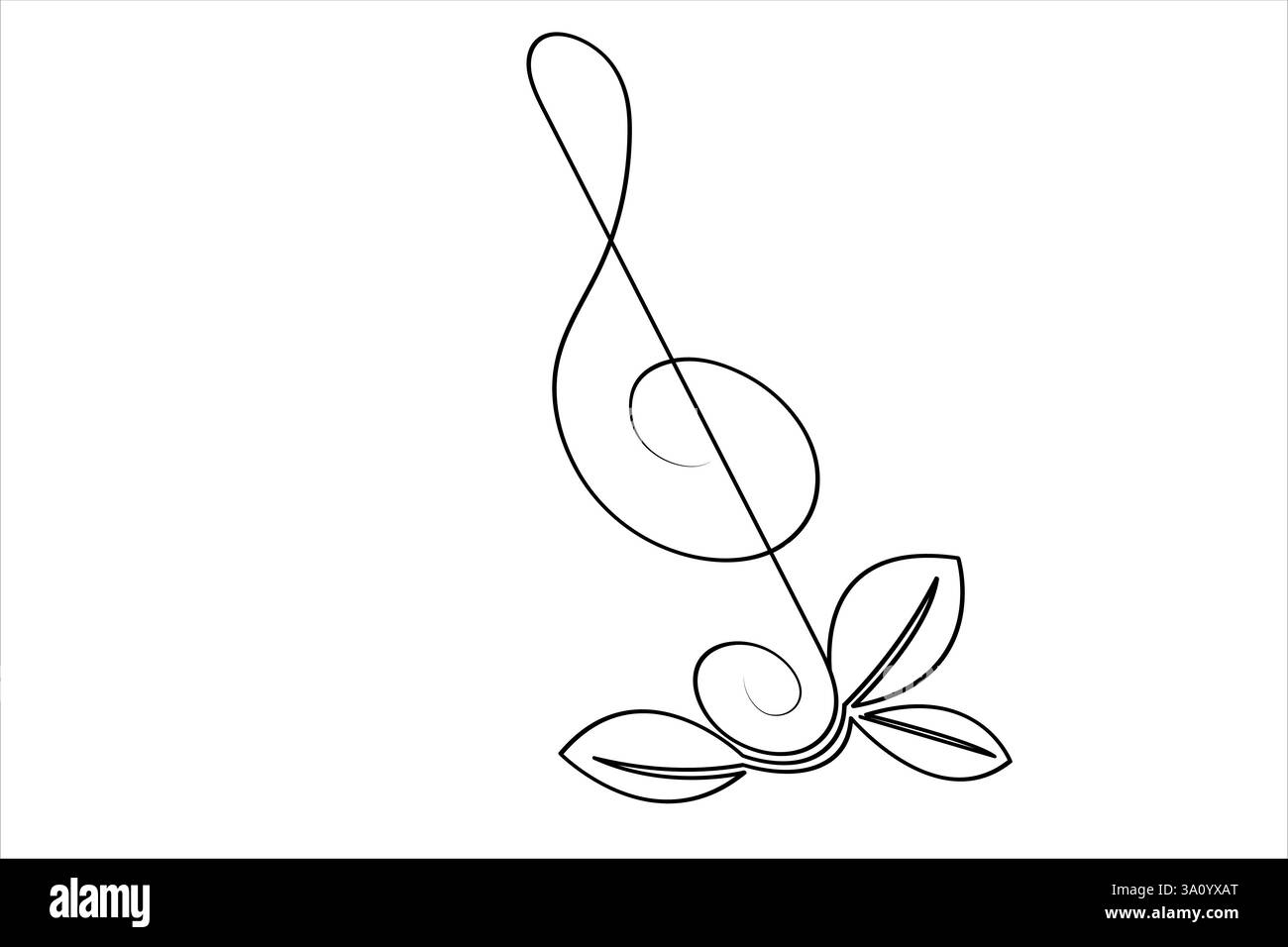 Music notes one line drawing and isolated continuous outline vector ...