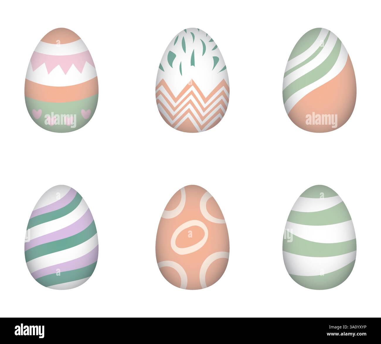 Easter egg set with pastel decorative patterns, isolated on white background Stock Vector Image ...