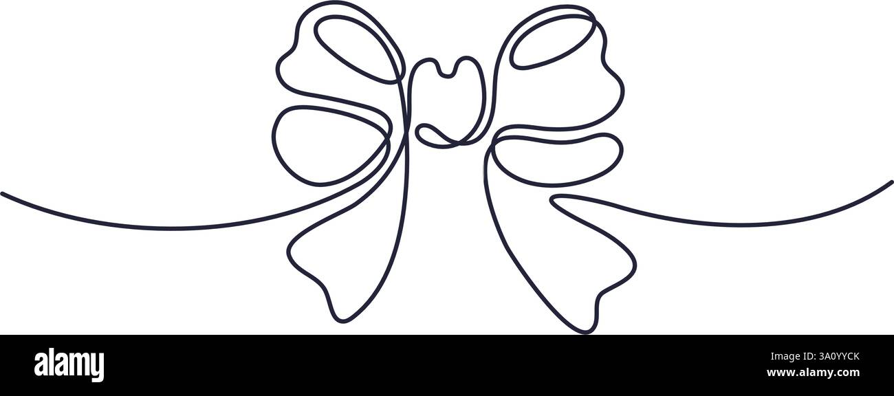 Thin bow. Continuous one line drawing. Editable stroke. Vector gift ...