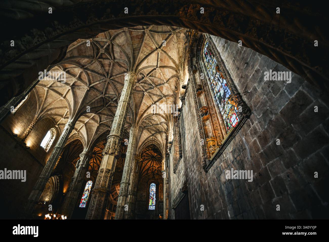Low Angle View of the Vaulted Ceiling in Jerónimos Monastery - Lisbon ...