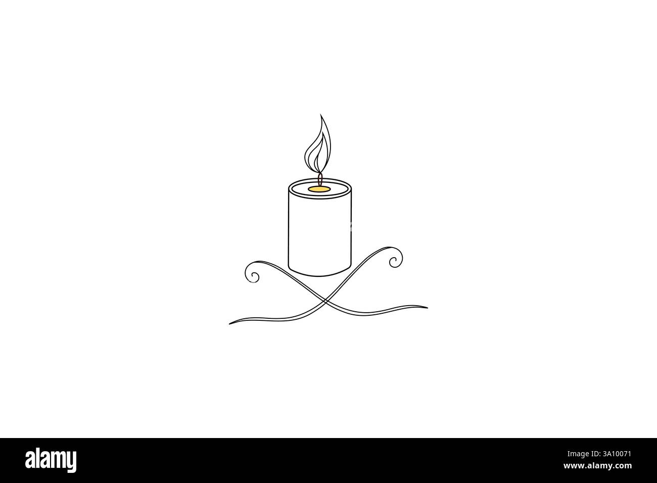Continuous candle single line art design Burning fire candle for print ...
