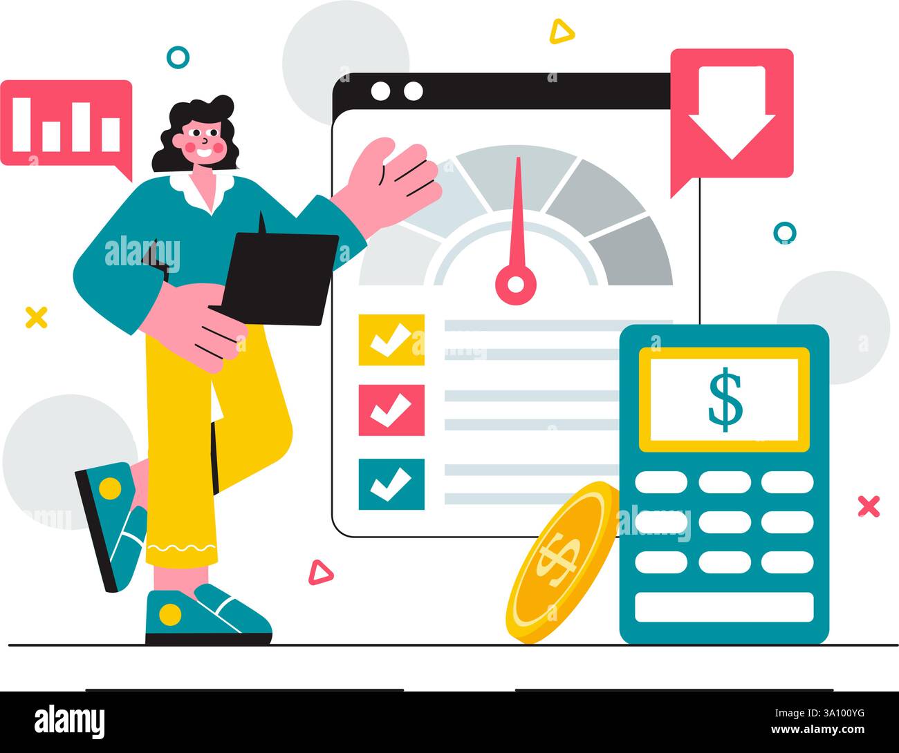 Cost Reduction Vector Illustration featuring Decreasing Expenses, Price ...