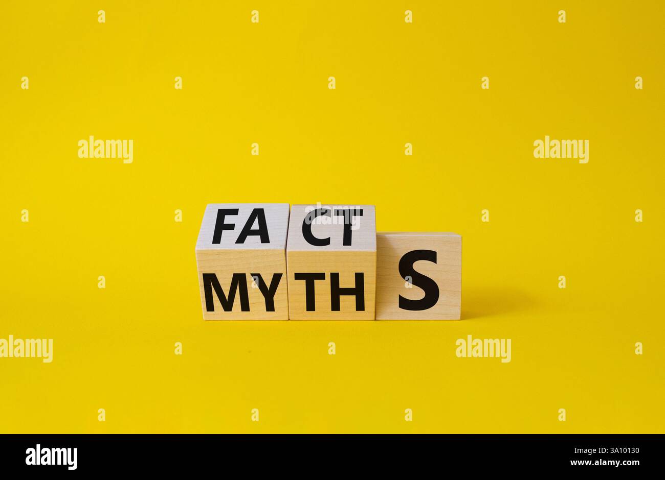 Facts vs Myths symbol. Wooden cubes with words Myths and Facts ...