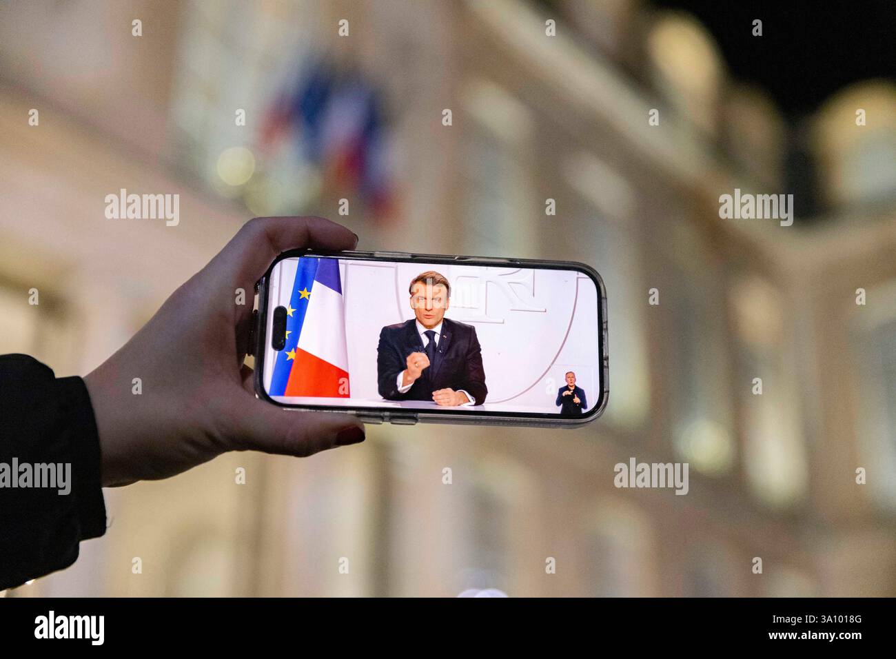 This photograph taken on March 5, 2025, shows a phone screen ...