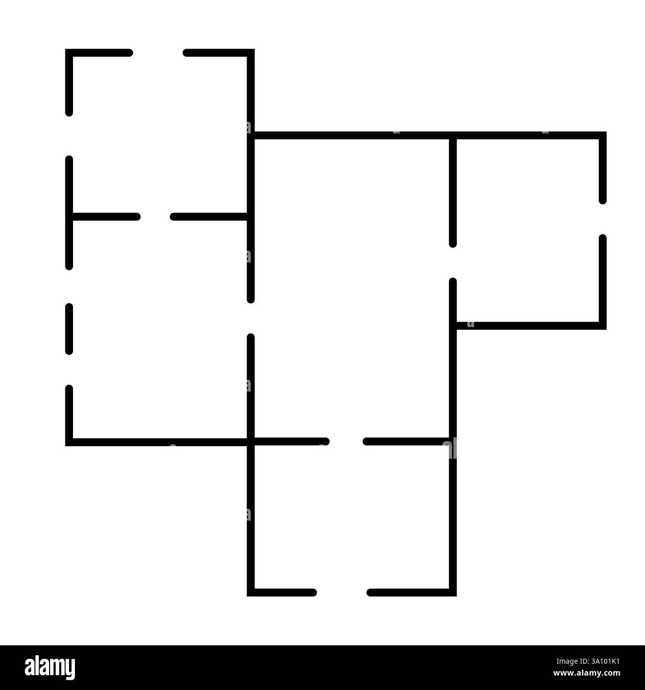 Sleek Black Floor Plan Minimalist Layout in Simple Outline Stock Vector ...