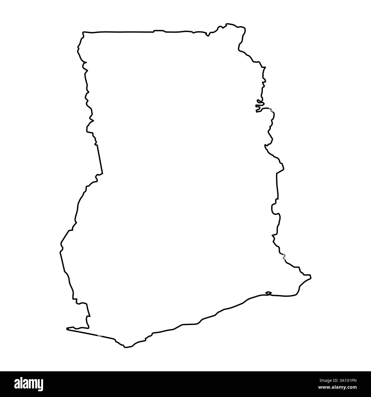 Sleek Ghana Outline Minimalist Map in Black Silhouette Stock Vector ...