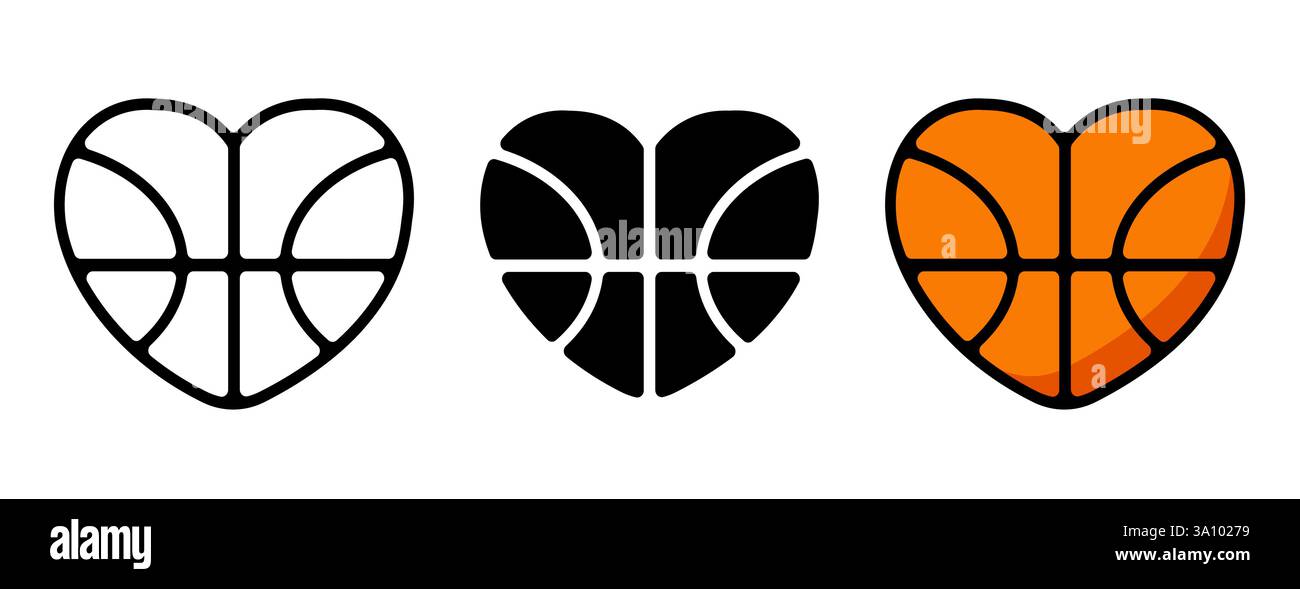 Basketball heart shape illustration. Basketball heart icon Stock Vector ...