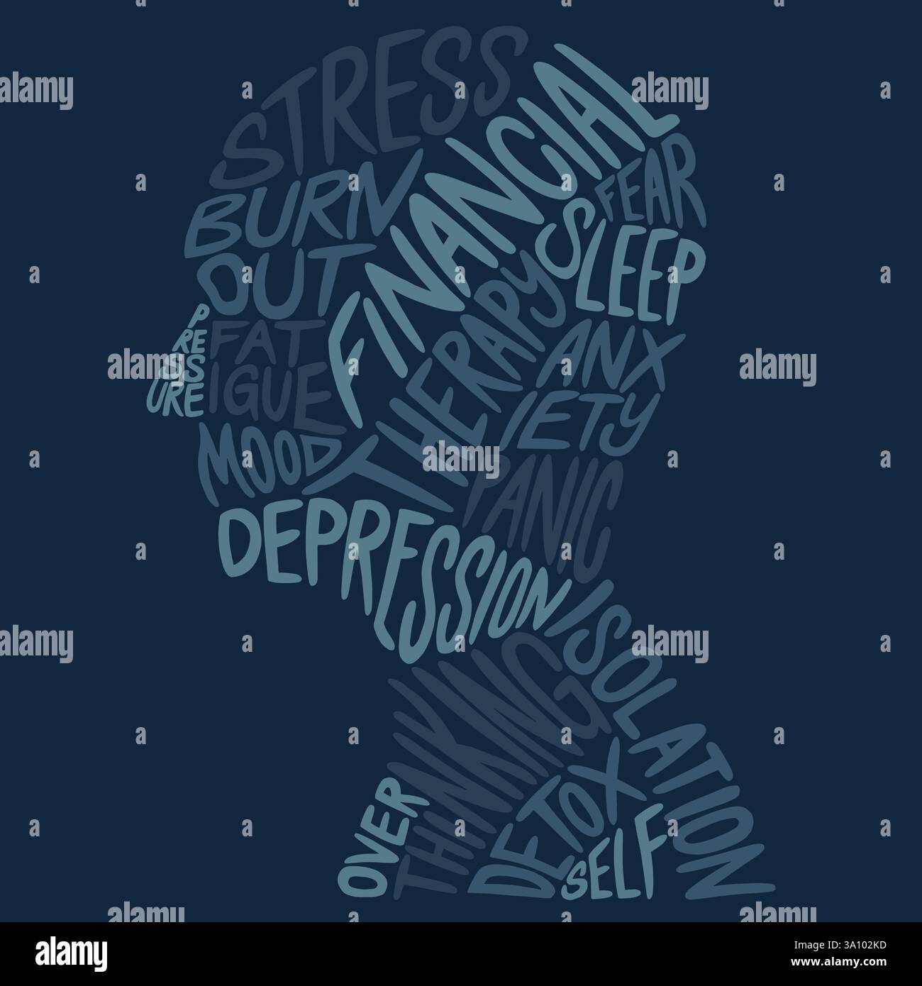 Mental Health words lettering in head concept. Health awareness concept ...
