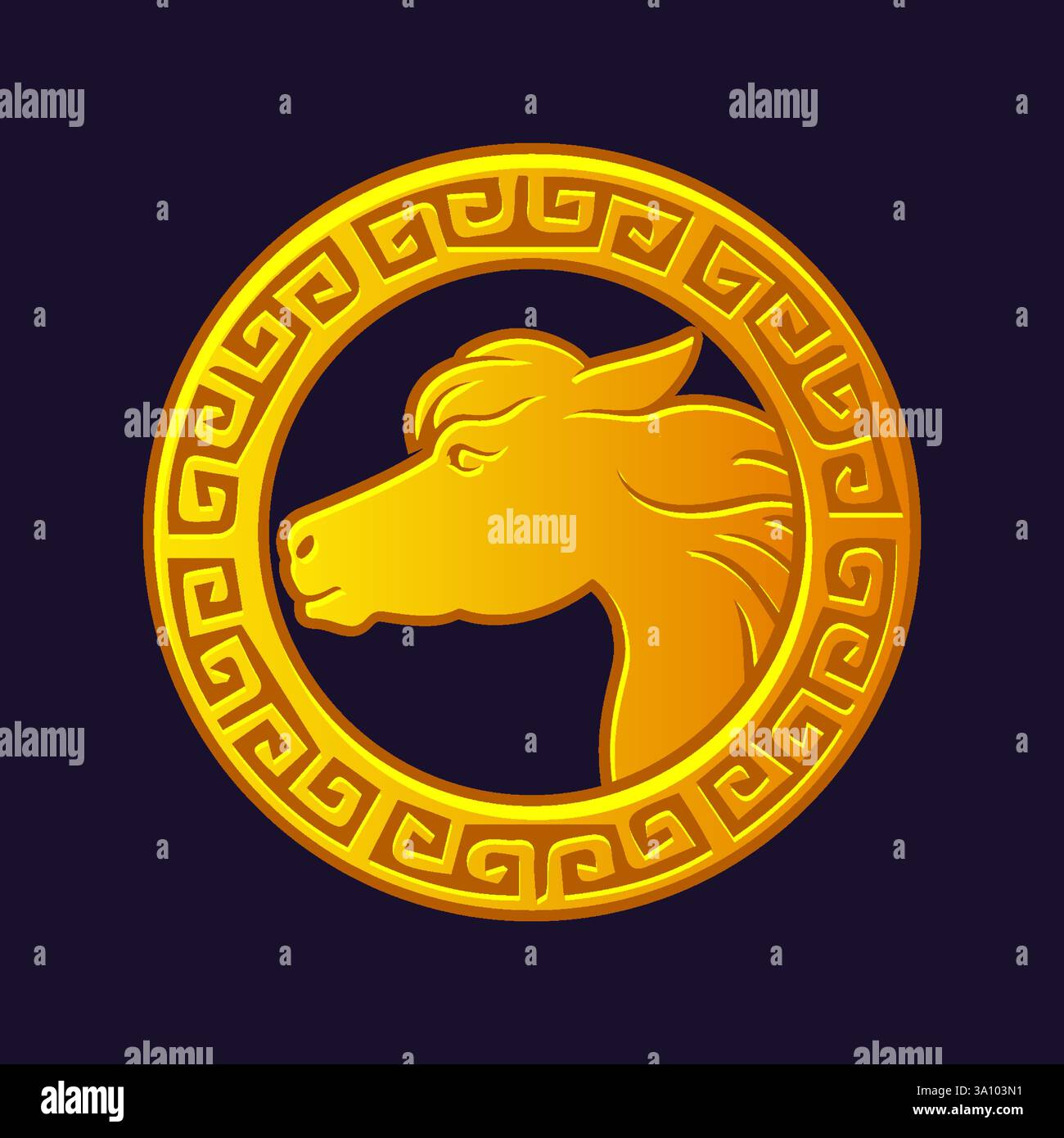 Chinese golden talisman with a Horse silhouette, symbol 2026 new year ...