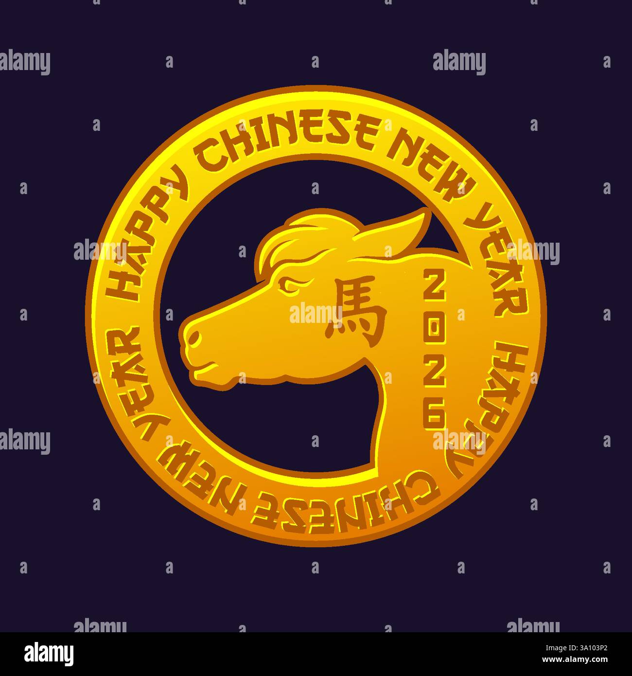 Zodiac golden icon-Horse talisman. Chinese golden talisman with a Horse ...