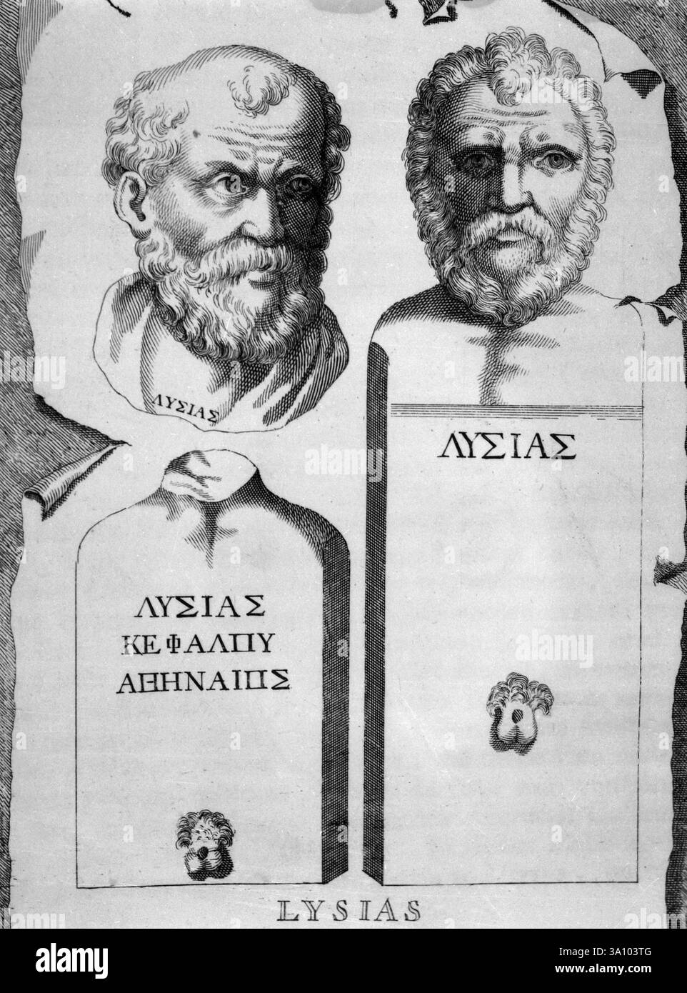Greek orator Lysias head, engraving, 1700s Stock Photo - Alamy