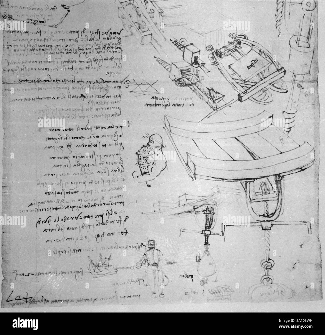 Brunelleschi's screw in a drawing by Leonardo da Vinci, Codex ...