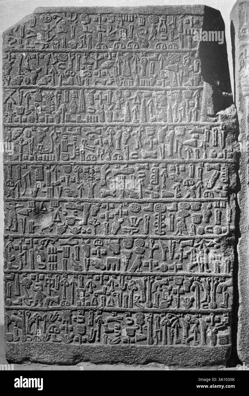 Ancient Ittite stone with inscriptions, 1950s Stock Photo - Alamy
