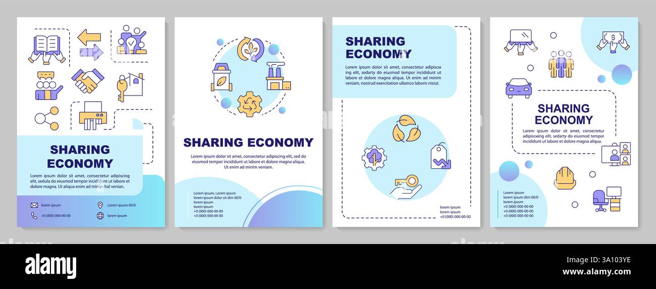Sharing economy blue circle brochure template Stock Vector Image & Art ...