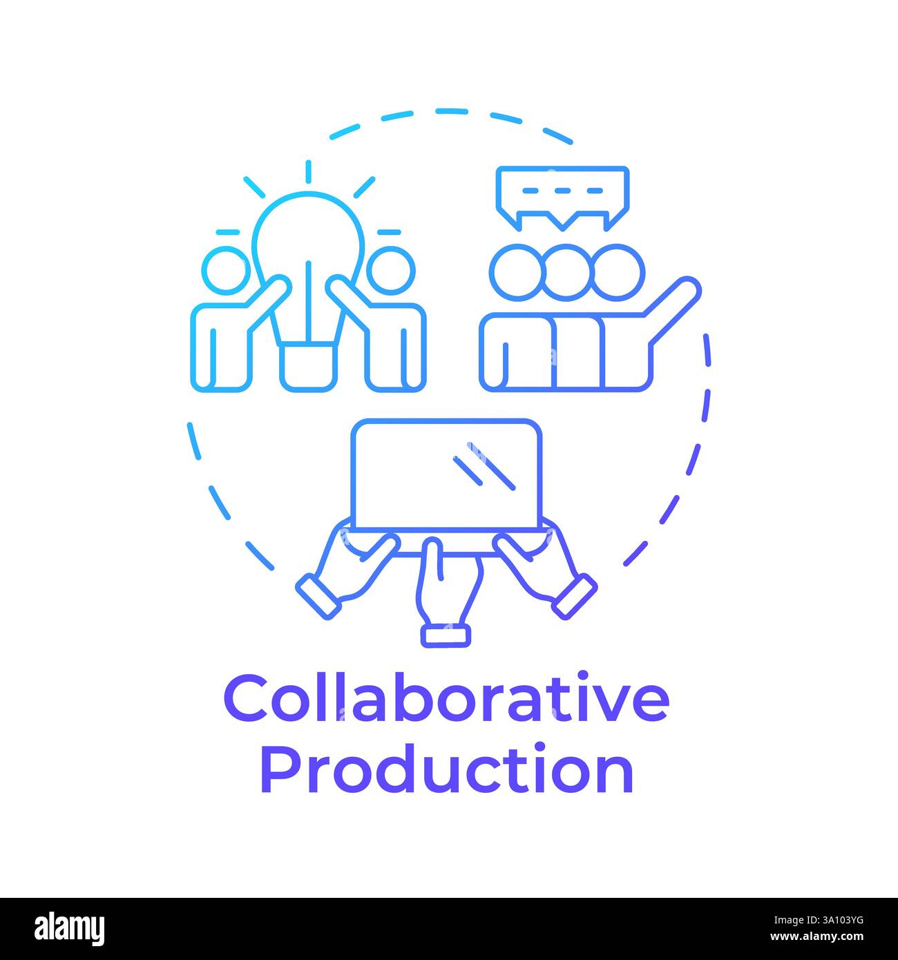 Collaborative production blue gradient concept icon Stock Vector Image ...