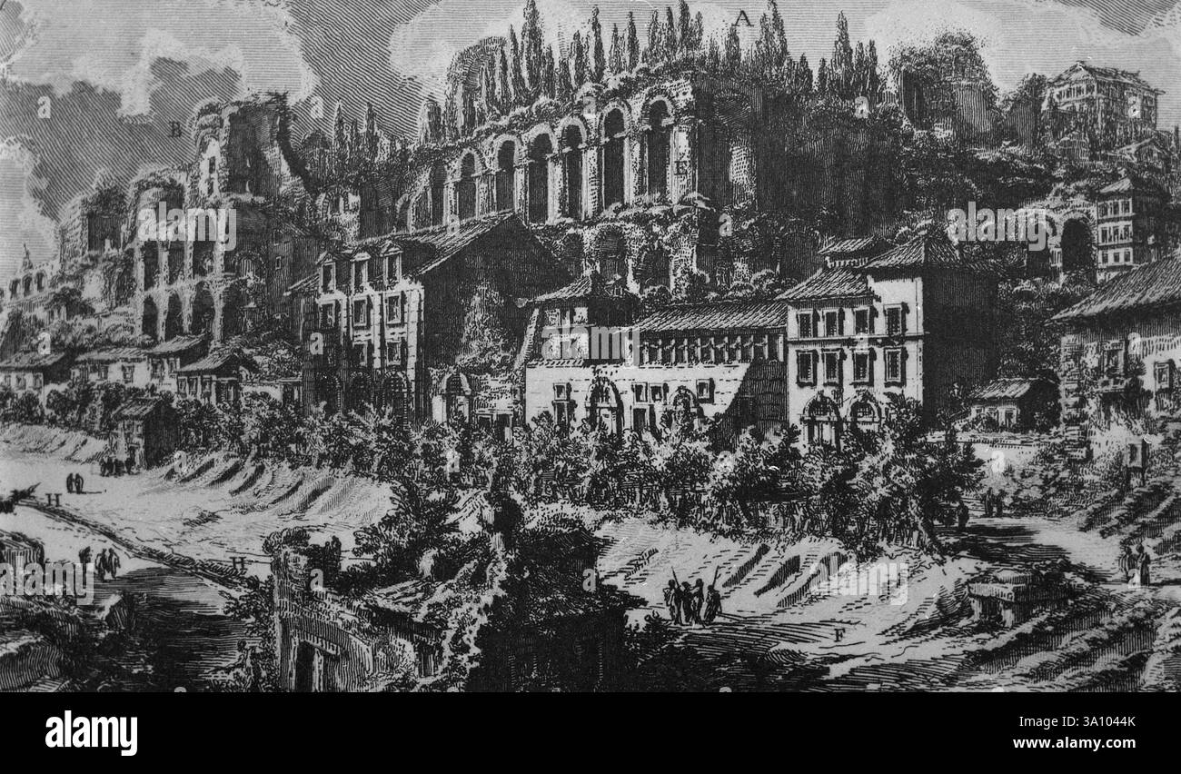 View of the Great Emperors Homes, Rome, illustration by Italian artist ...
