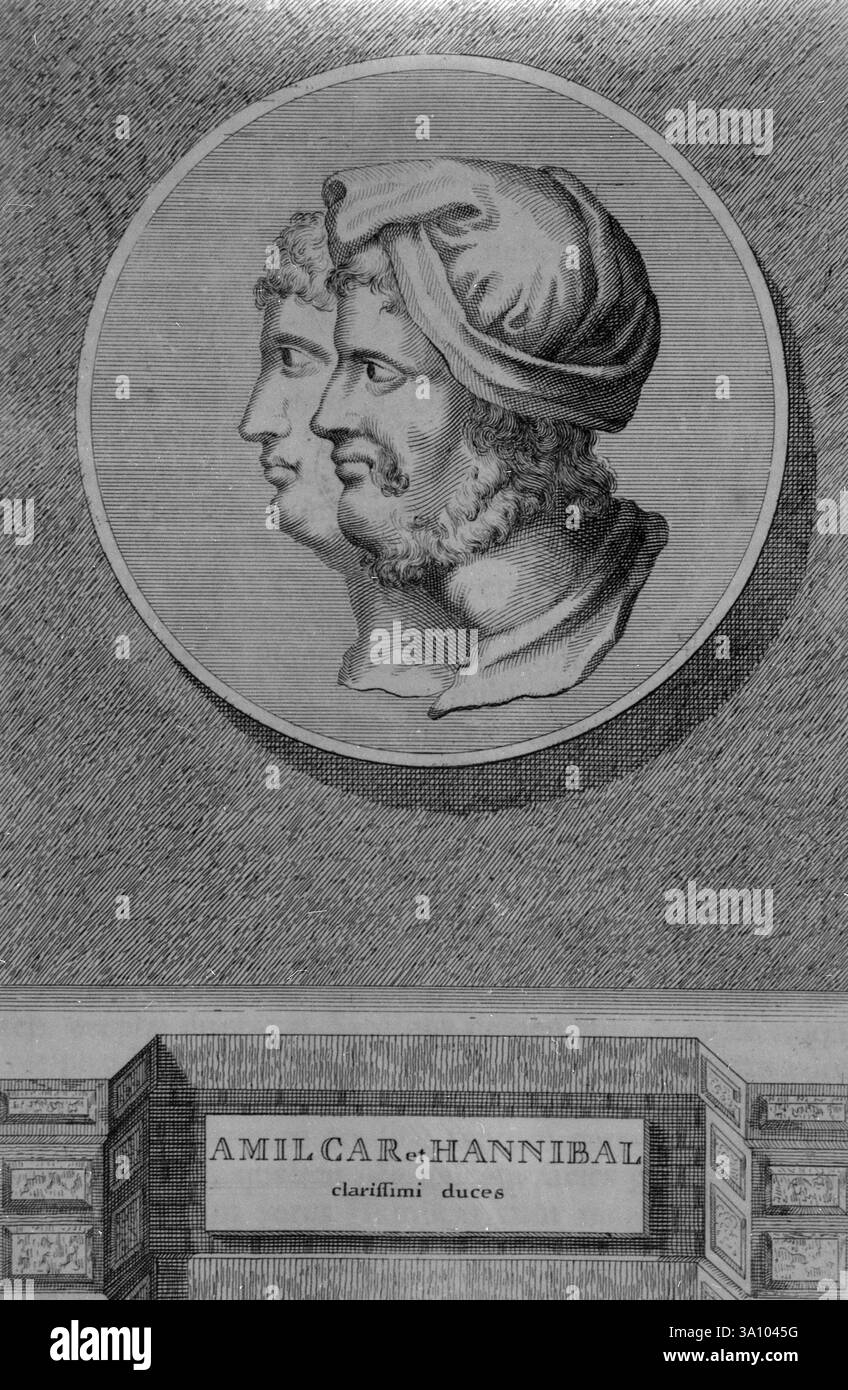 Carthaginian generals and statesmen Hamilcar and Hannibal, illustration ...