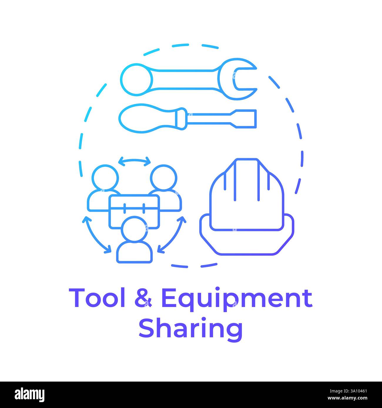 Tool and equipment sharing blue gradient concept icon Stock Vector ...
