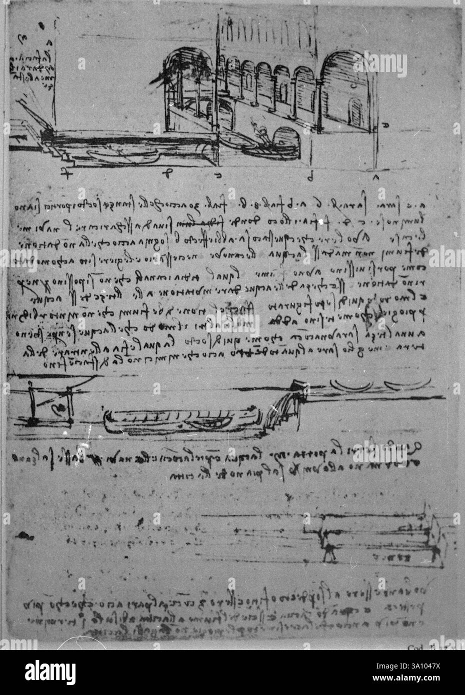 Manuscript B drawings by Leonardo da Vinci, Italy 15th century Stock ...
