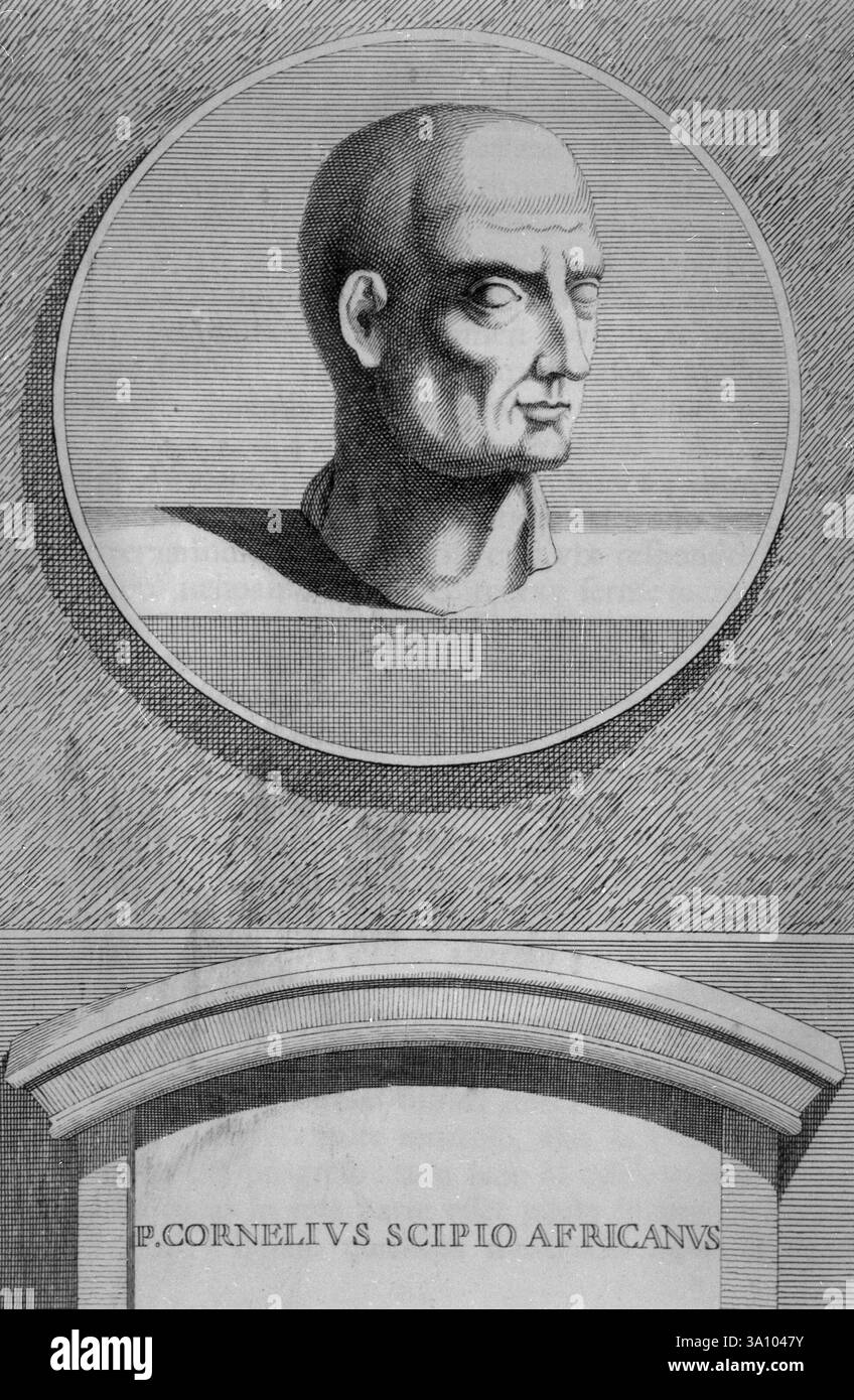 Roman general and statesman Scipio Africanus, illustration 1700s Stock ...