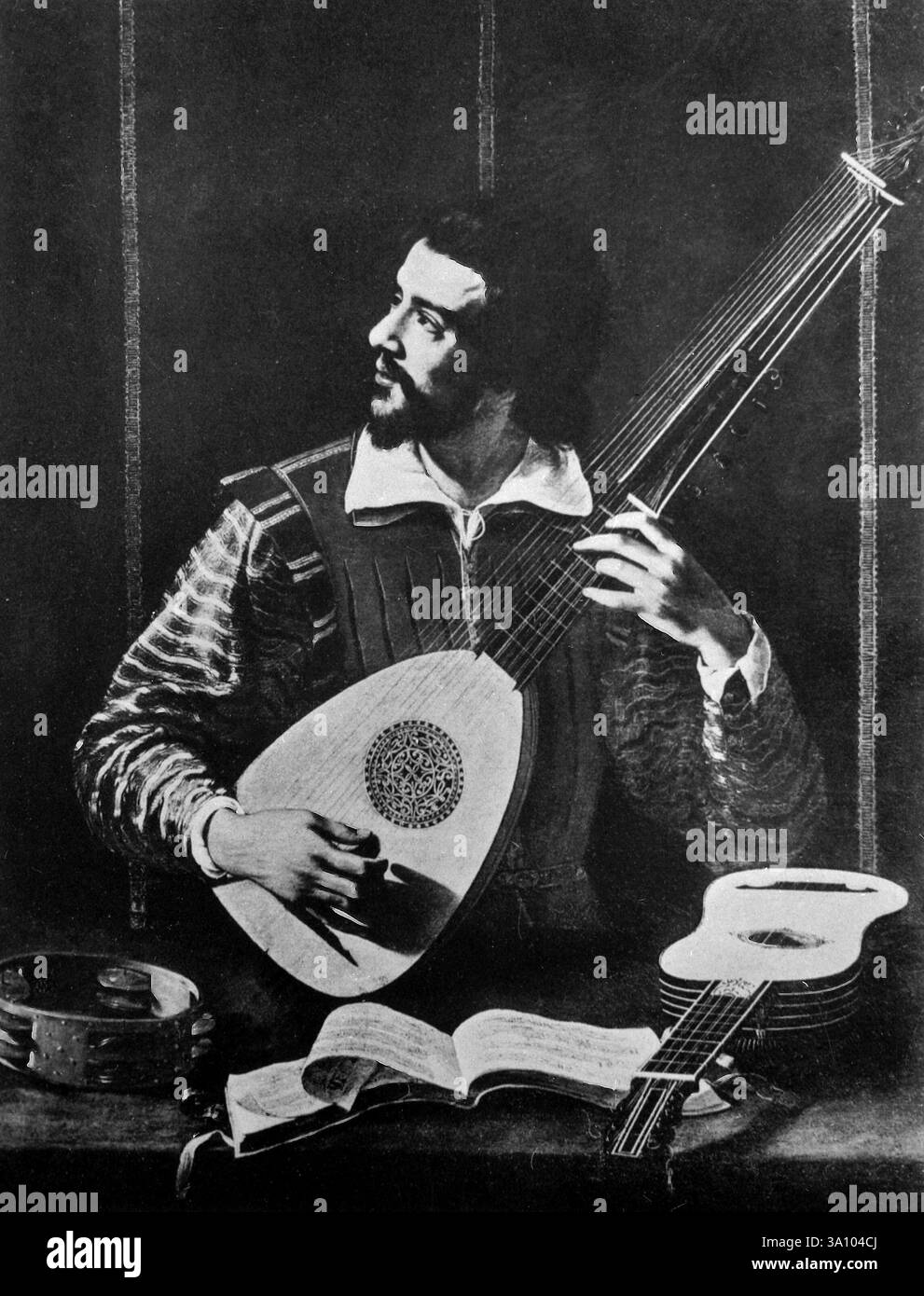 The lute player, painting by Italian artist Caravaggio, 1500s Stock ...