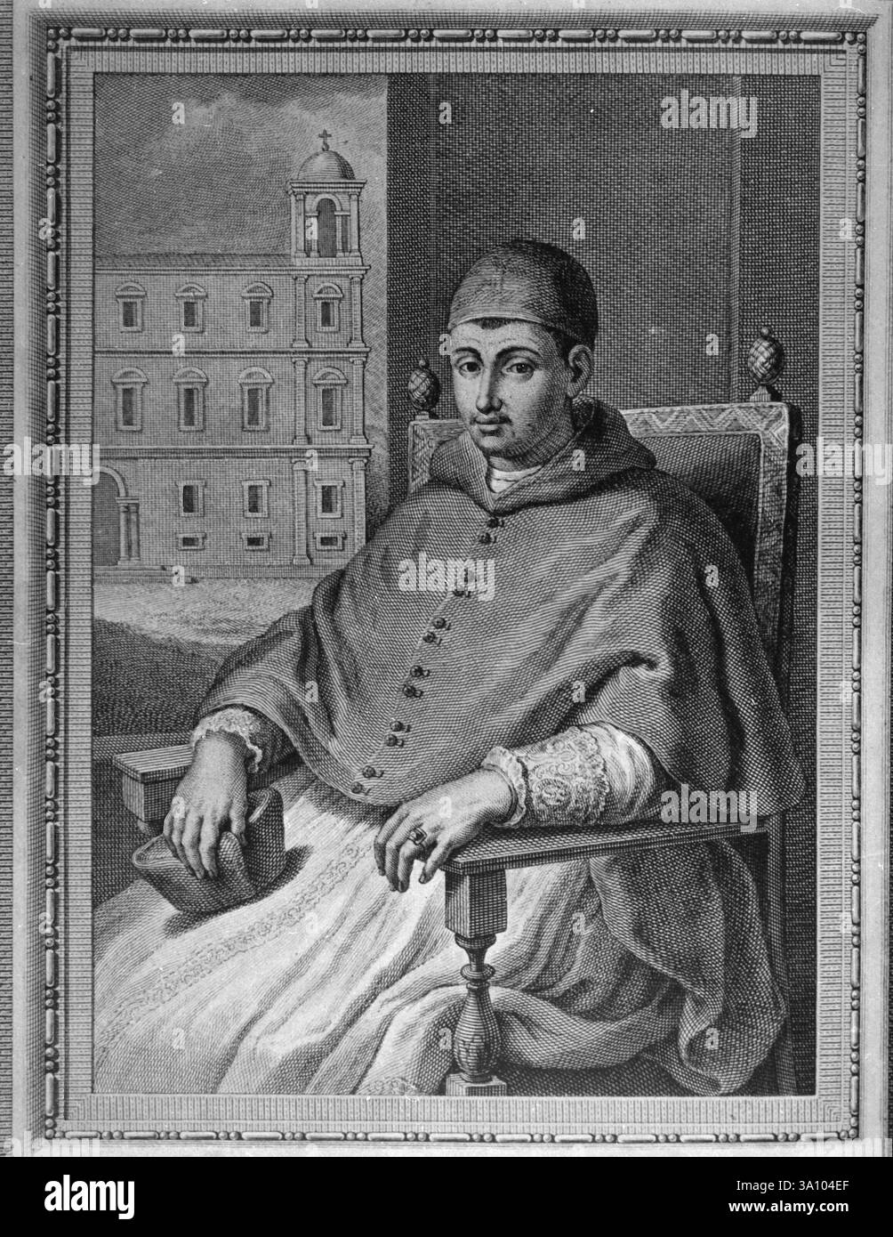 Spanish catholic cardinal Gil Carrillo de Albornoz, illustration 1700s ...