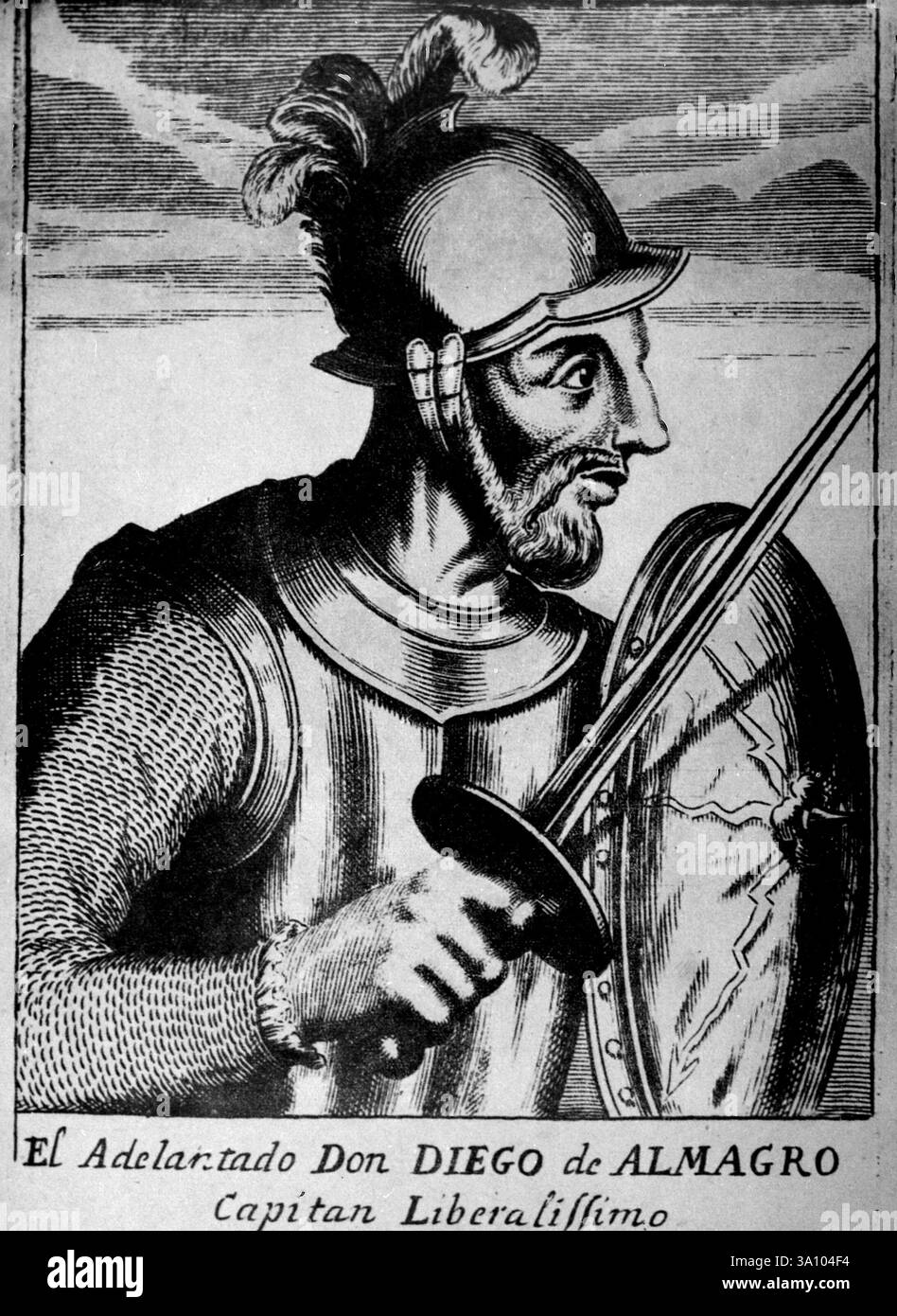 Portrait of Spanish conquistador Diego de Almagro, illustration 1500s ...